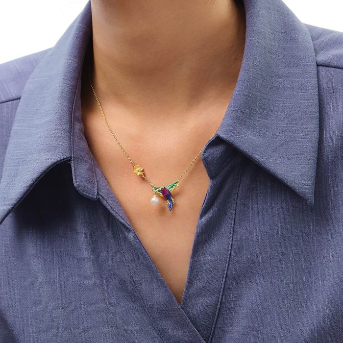 Hummingbird And Flower Necklace - HIPEARL Jewelry