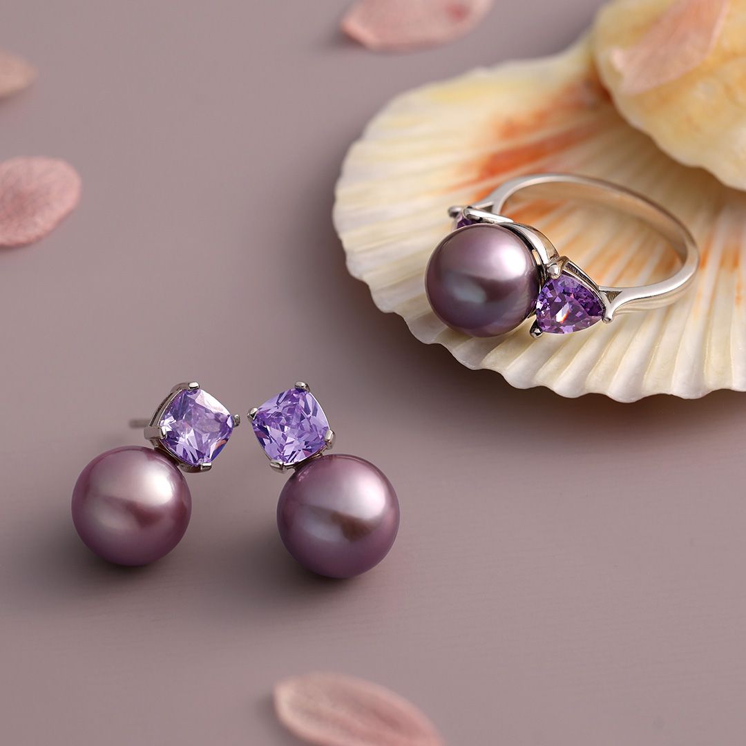Purple Pearl Earrings - HIPEARL Jewelry
